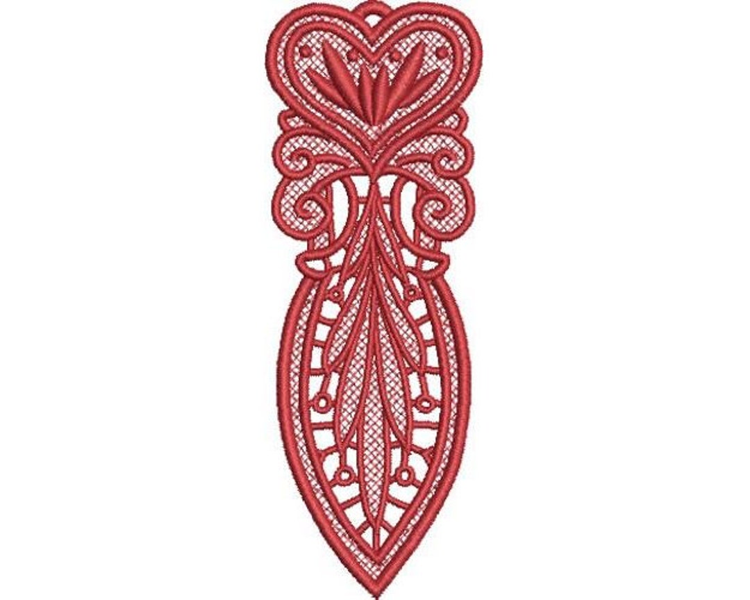 FSL Heart Bookmark - Machine Embroidery Design, Freestanding Lace ...