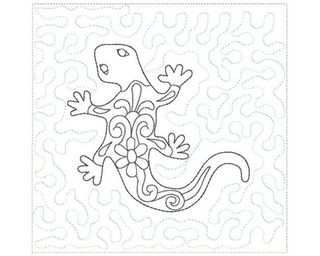 ITH Talavera Painted Gecko Quilt Block - Machine Embroidery Design, in ...