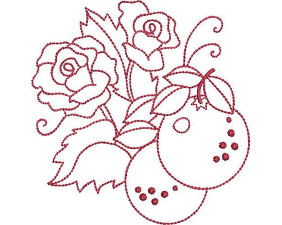 Redwork Oranges Machine Embroidery Design, Oranges Redwork Embroidery ...