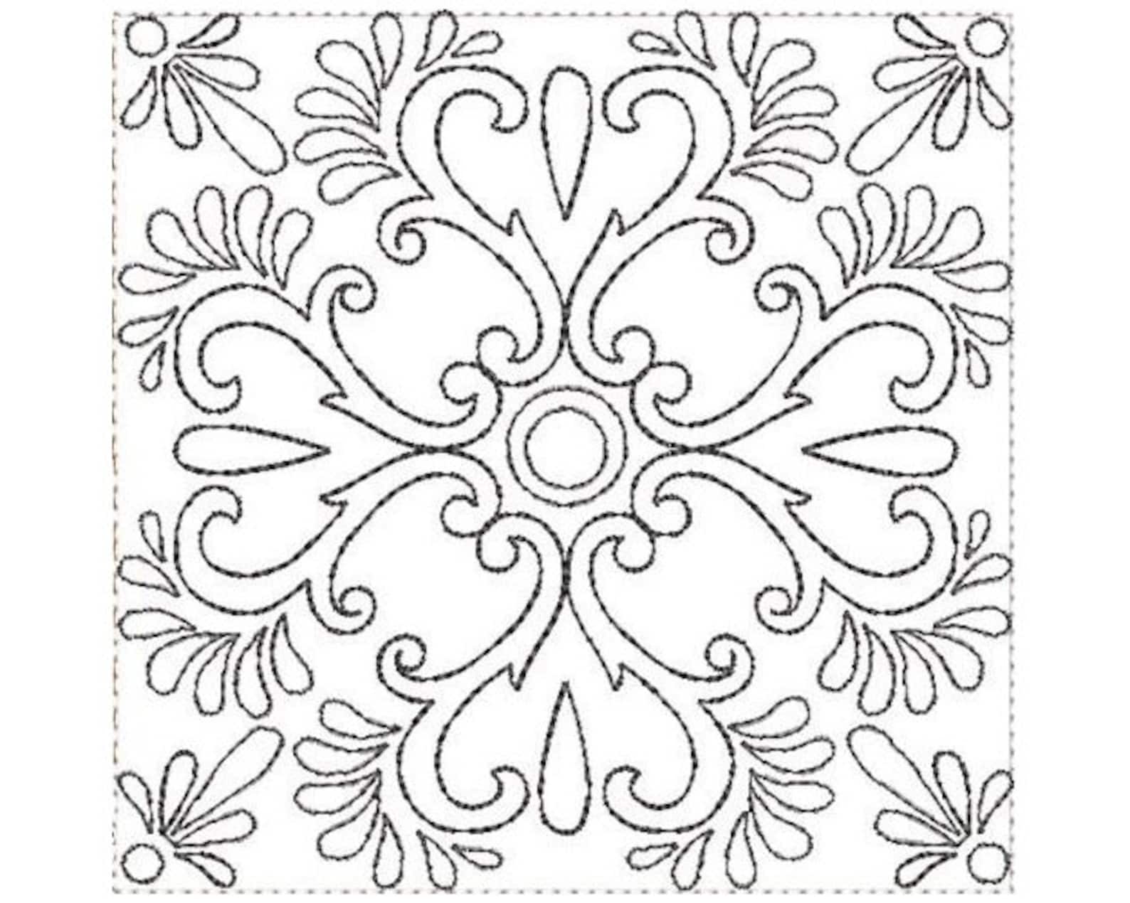 ITH Painted Tile Quilt Block Machine Embroidery Design, in the Hoop ...