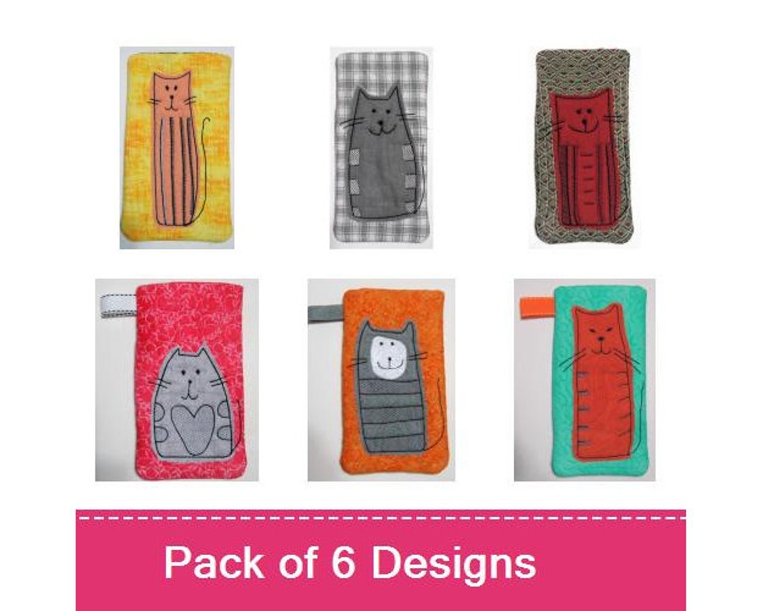 6 ITH Cat Eyeglass Cases - Machine Embroidery Designs PACK, in the Hoop ...