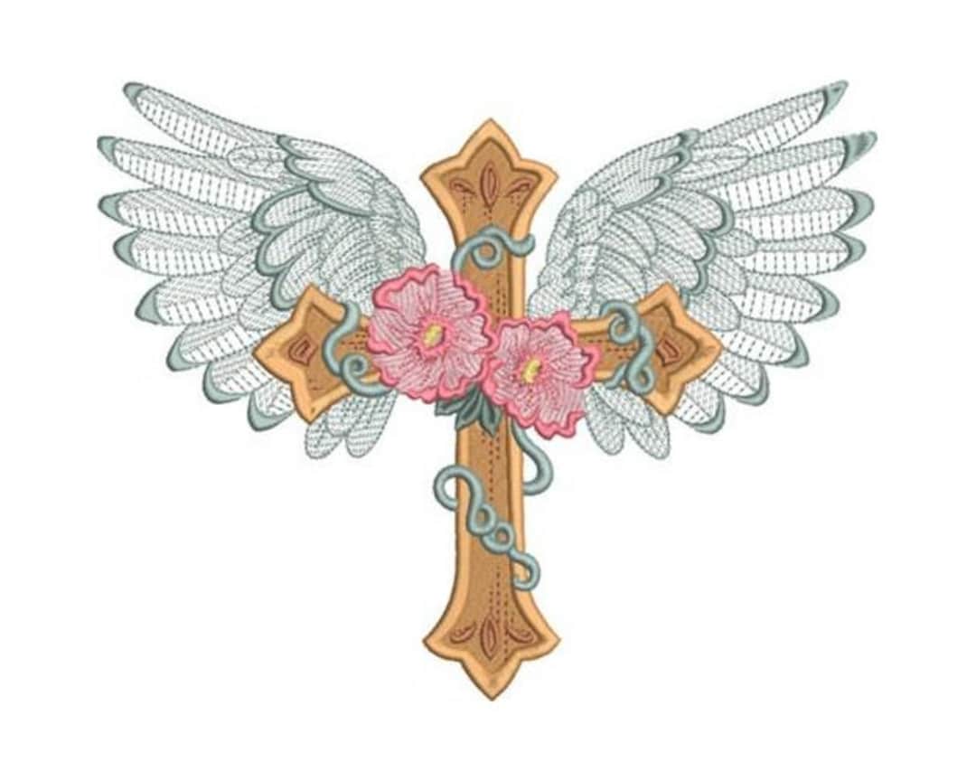 Winged Cross - Machine Embroidery Design, Christian Cross Embroidery ...