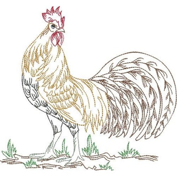 Rooster Embroidery - Etsy