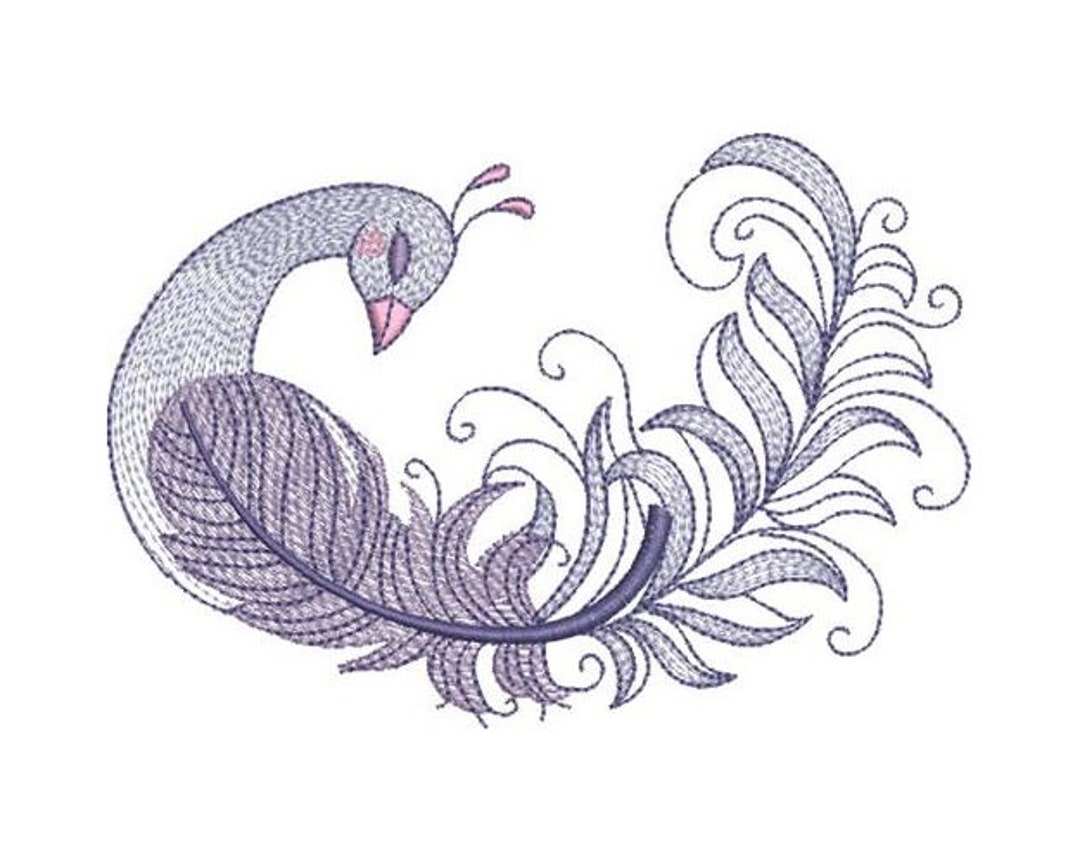Barroco Peacock - Machine Embroidery Design, Purple Feather Baroque ...