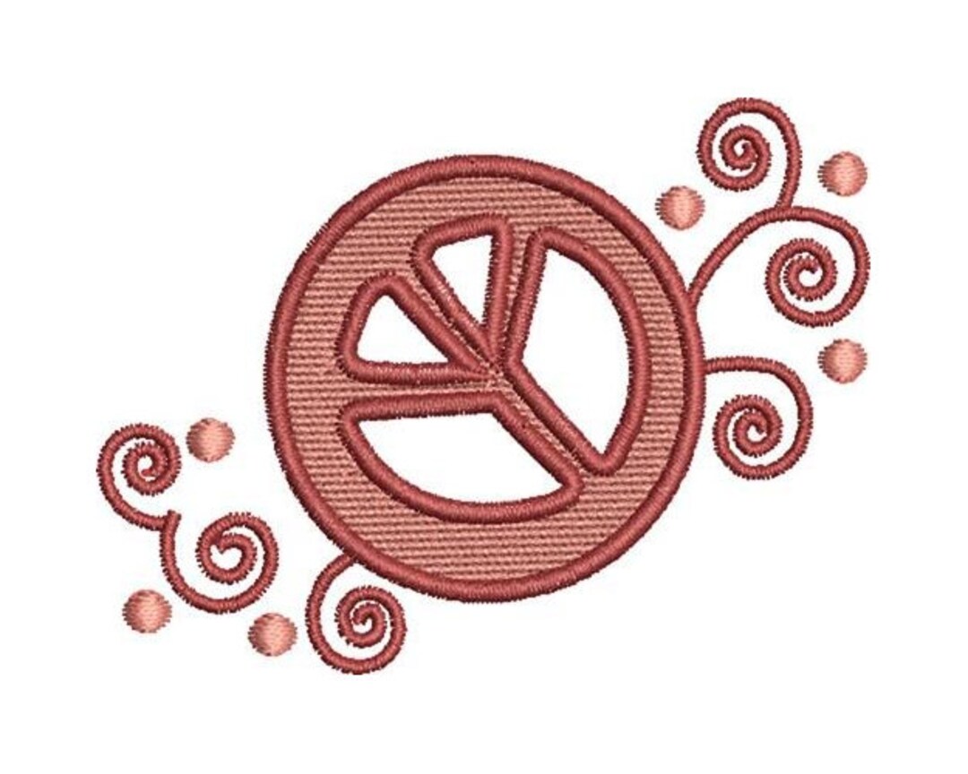 Fancy Peace Sign - Machine Embroidery Design, Embroidered Shirred ...