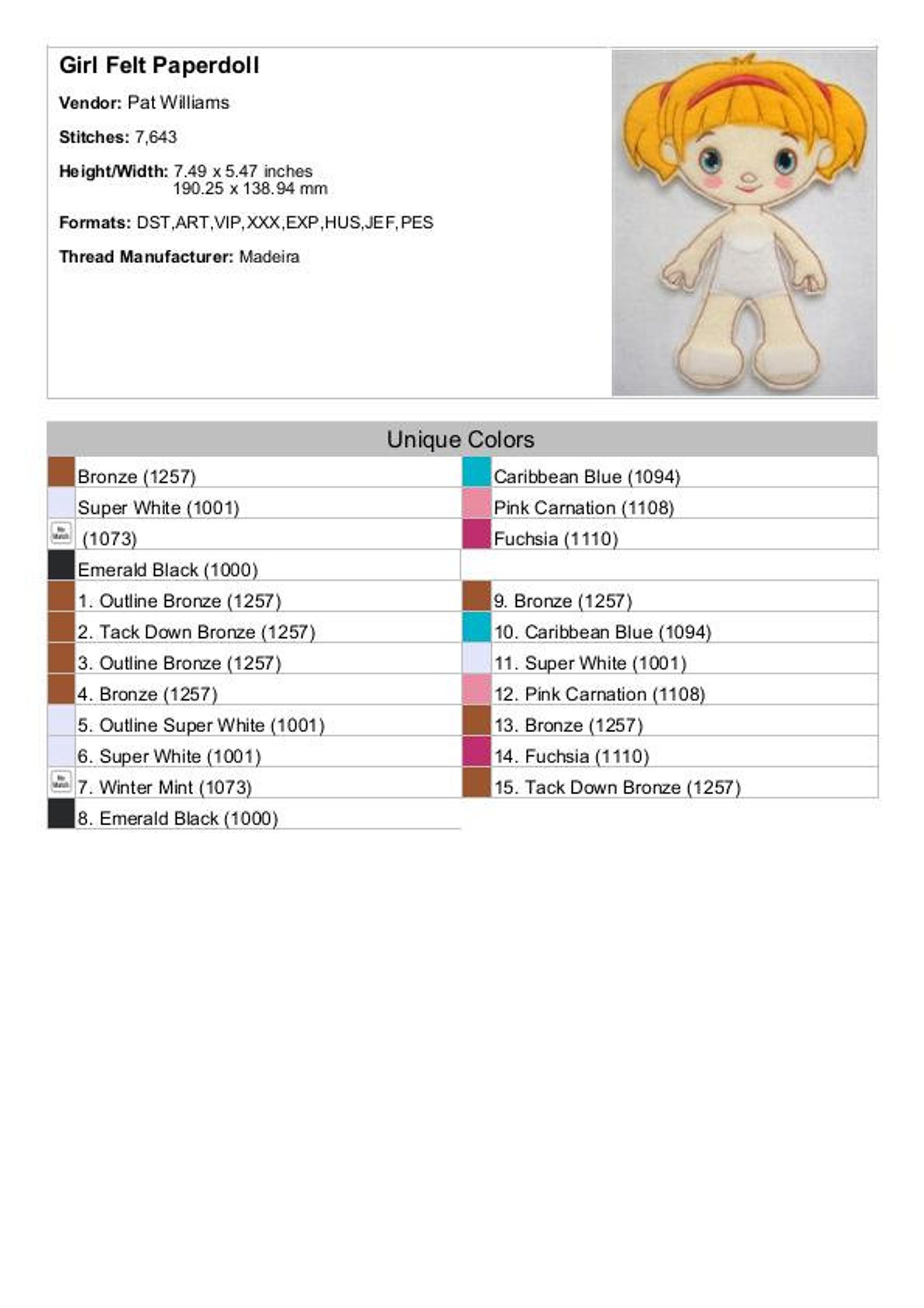 ITH Felt Paper Doll Machine Embroidery Project Design in - Etsy Canada