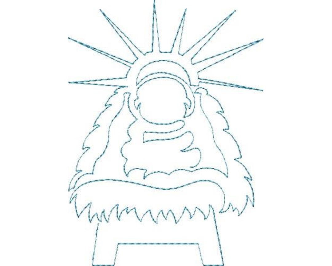 Baby Jesus Outline Machine Embroidery Design, Nativity Scene Embroidery ...