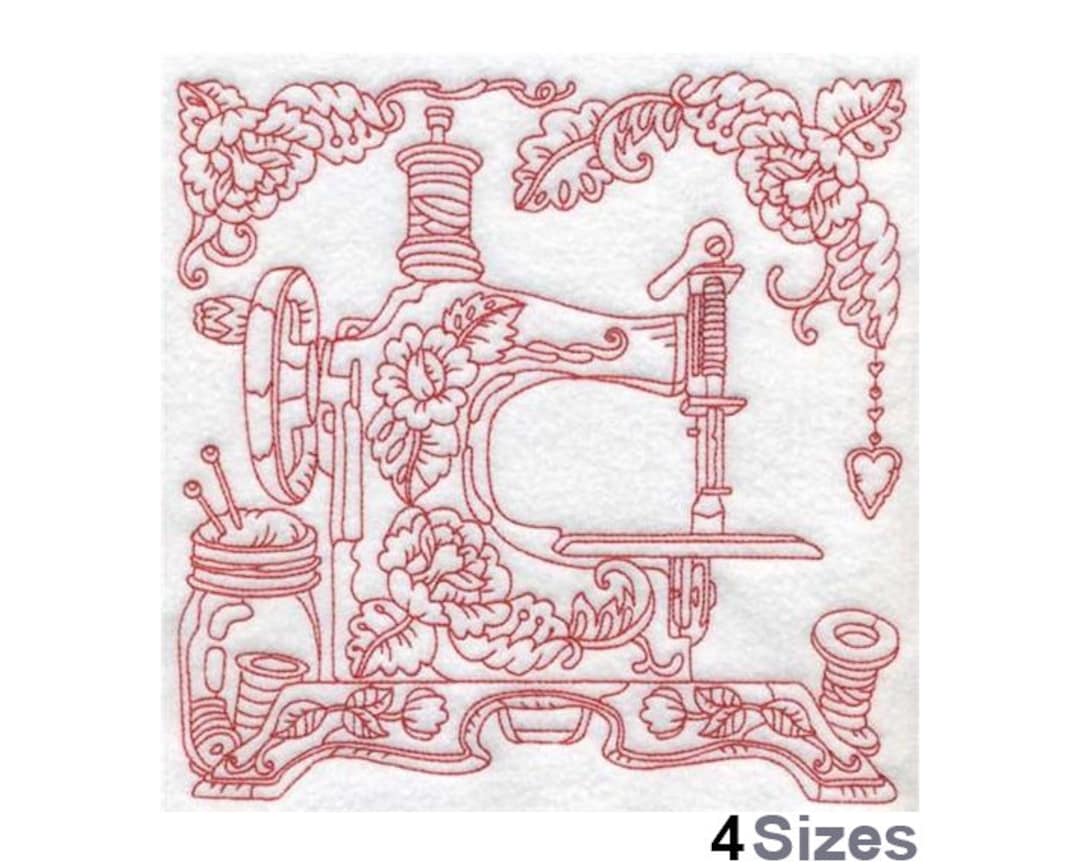 Vintage Sewing Machine (5.8-in) - Machine Embroidery Design - 4 Sizes ...