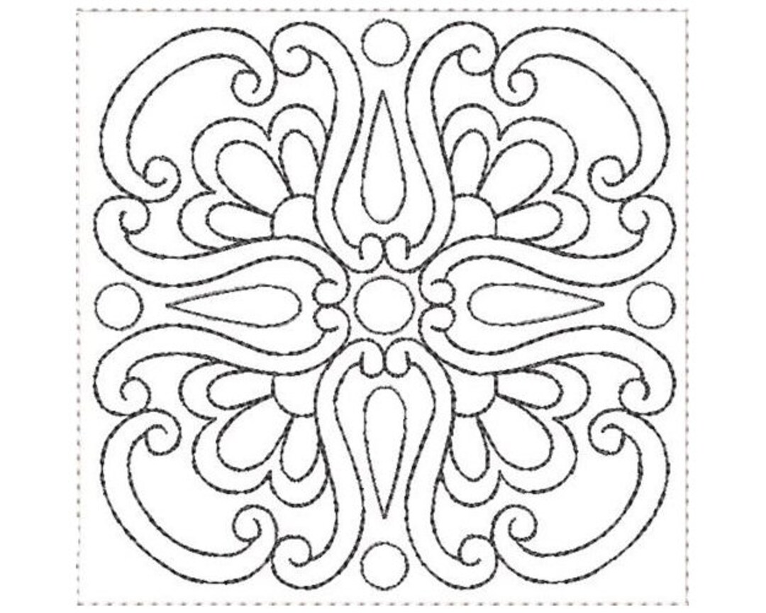ITH Painted Tile Quilt Block - Machine Embroidery Design, in the Hoop ...