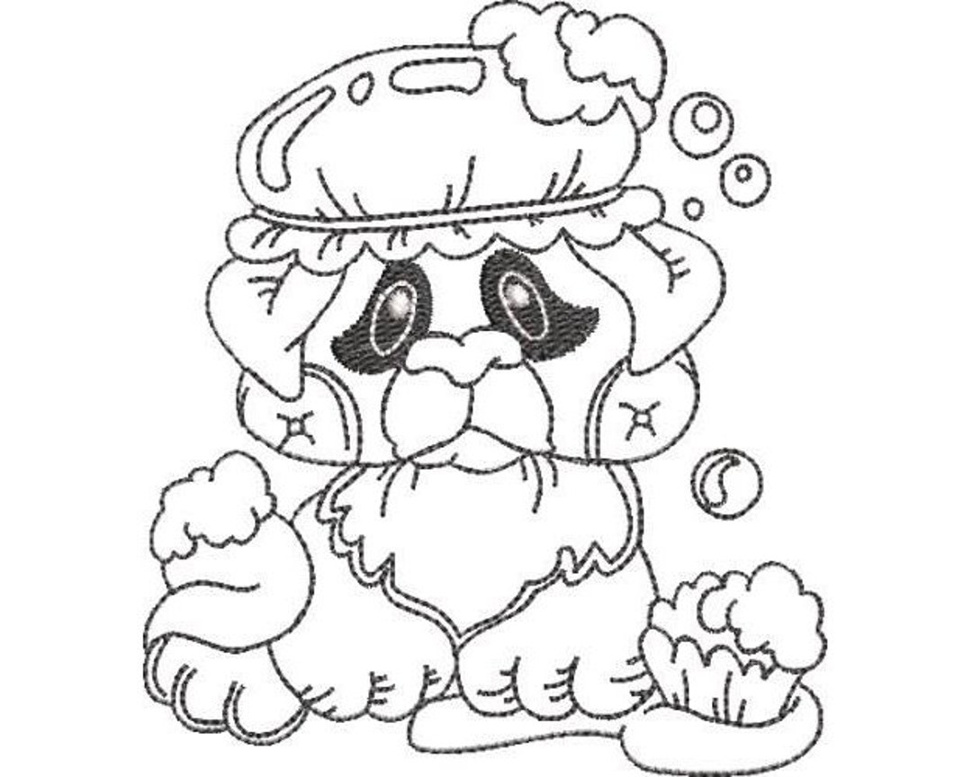 Dog Bath - Machine Embroidery Design, Bath Time Towel Caddy, Bubble ...