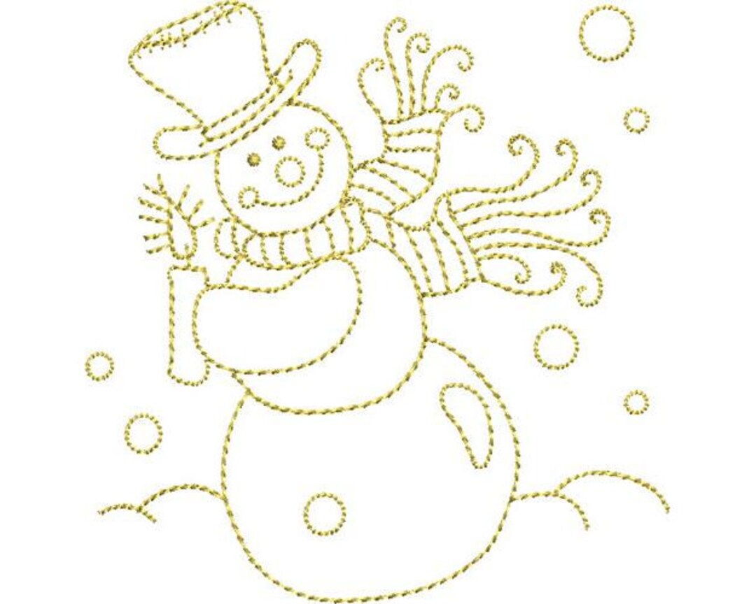 Golden Snowman - Machine Embroidery Design, Winter Snowman Embroidery ...