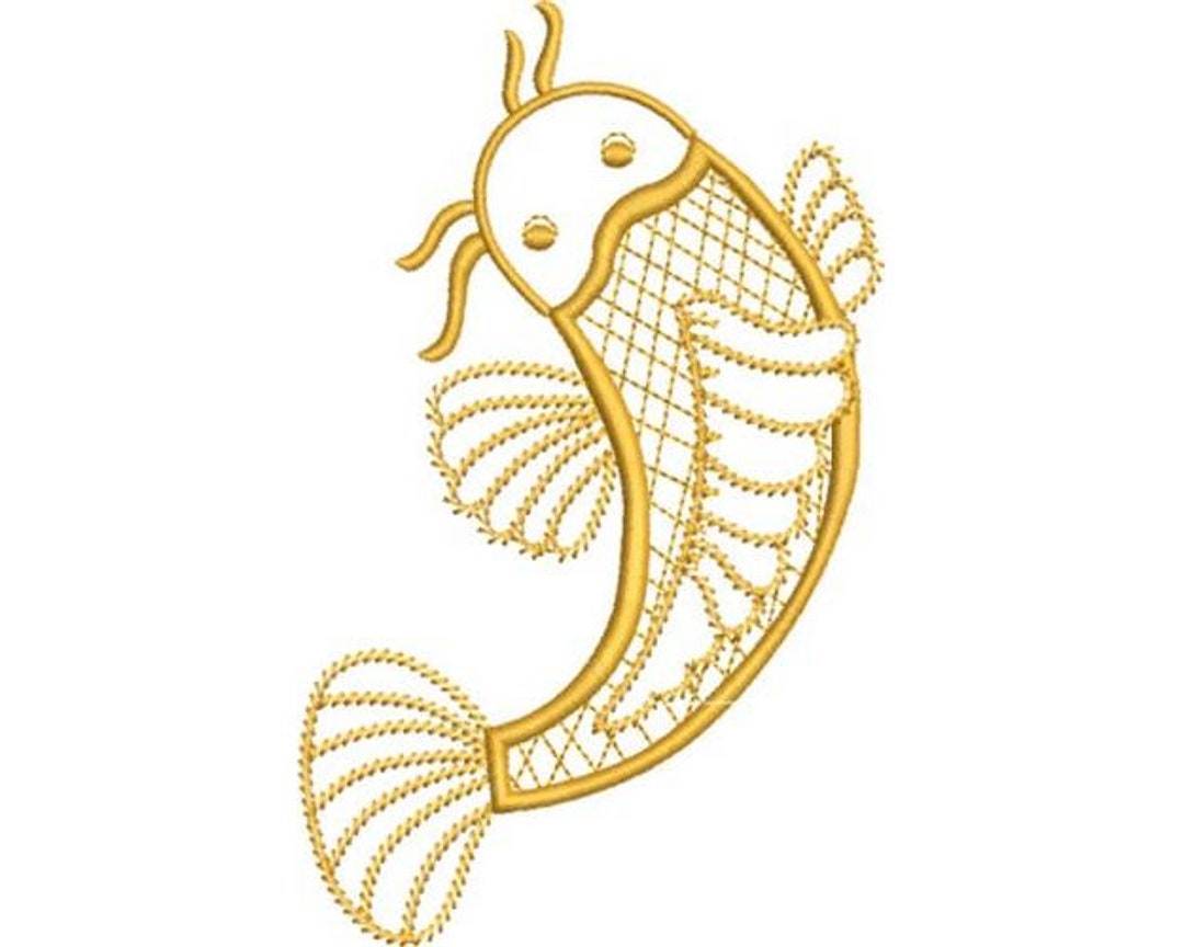 Good Luck Koi Machine Embroidery Design, Swimming Koi Fish Embroidery ...