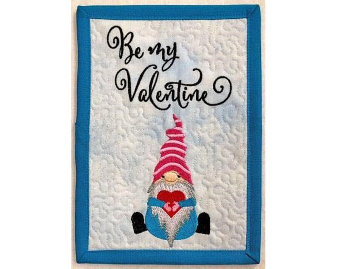 ITH Gnome Valentines Mug Rug - Machine Embroidery Design, in the Hoop ...