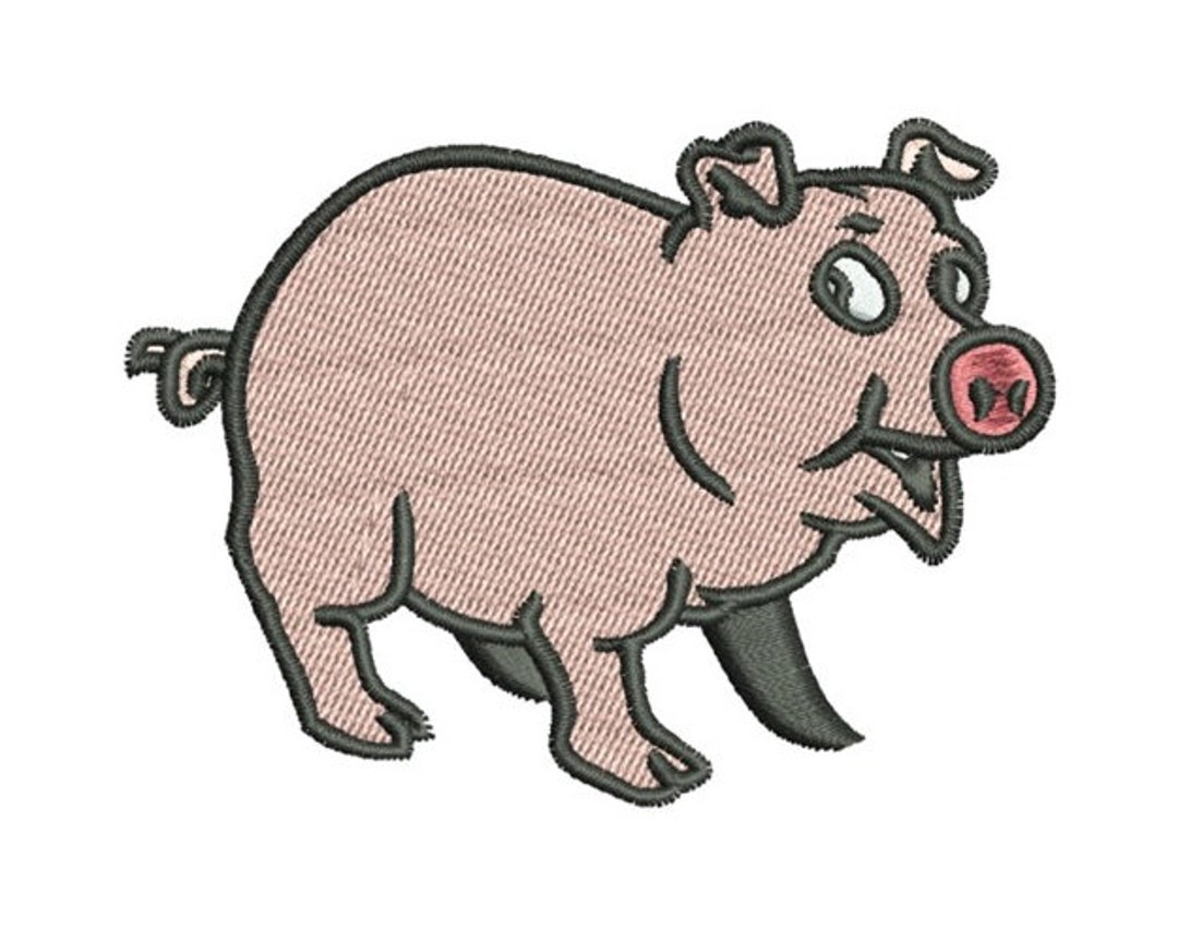 Happy Pig - Machine Embroidery Design, Swine Embroidery Pattern, Piglet ...