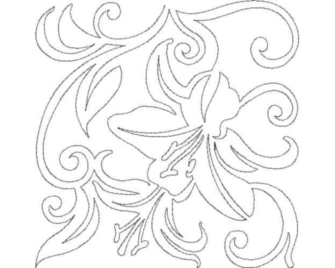 Lily Quilting Outline Machine Embroidery Design, Lily Quilt Block ...