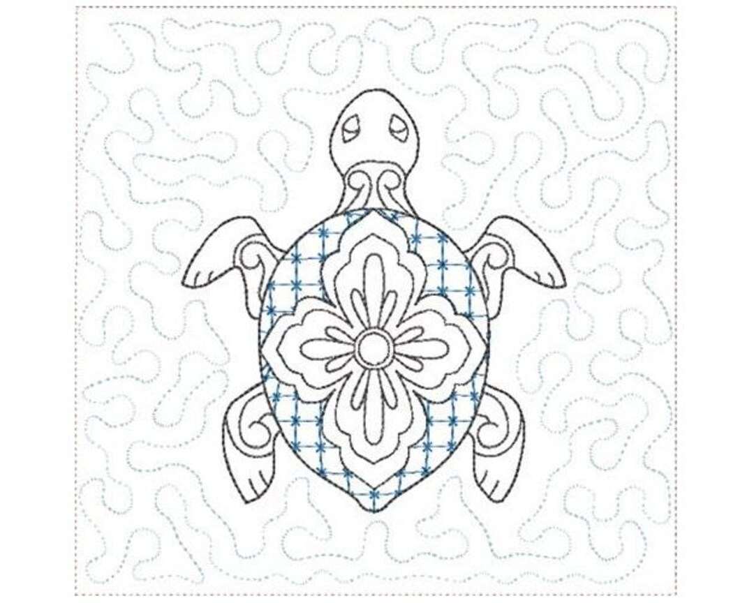 ITH Talavera Painted Turtle Quilt Block - Machine Embroidery Design, in ...