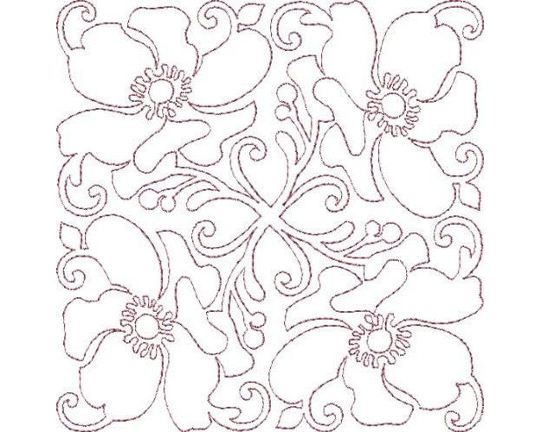 Anemone Single Run Quilting - Machine Embroidery Design, Flower Quilt ...