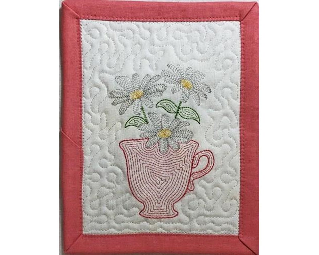ITH Light Bloom Mug Rug Machine Embroidery Design, Quilted in the Hoop ...