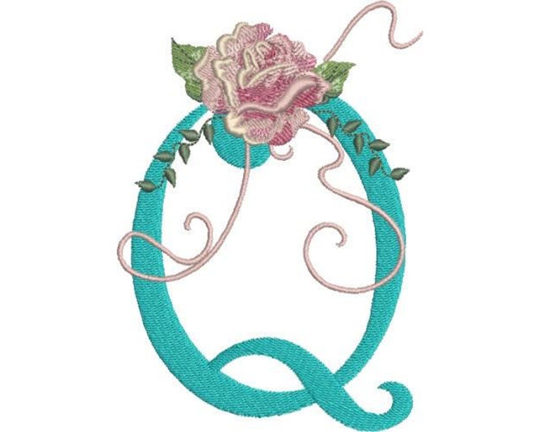 Harrington Rose Q Machine Embroidery Design, Decorated Rose Alphabet ...
