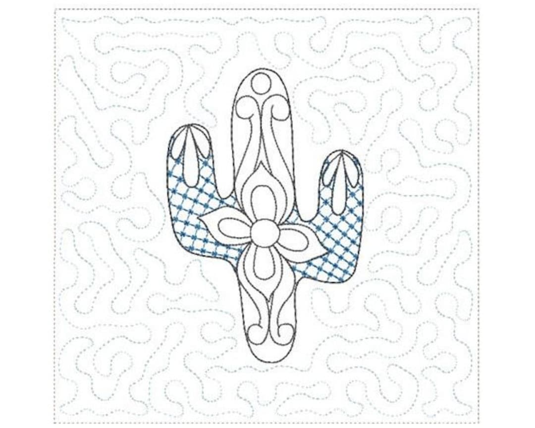 ITH Talavera Painted Cactus Quilt Block - Machine Embroidery Design, in ...