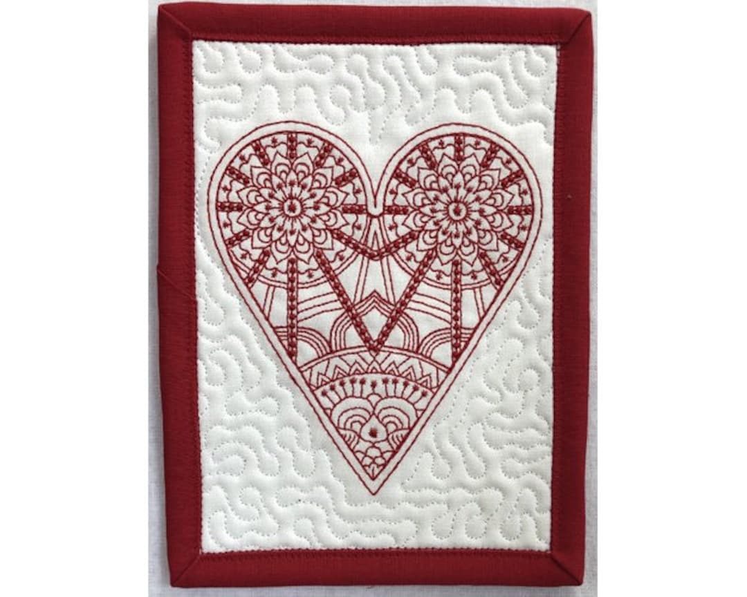 ITH Heart Mug Rug Machine Embroidery Design, in the Hoop Poker Night ...