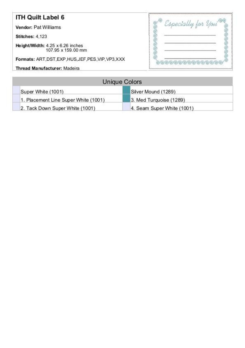 ITH Quilt Label - Machine Embroidery Project Design, in the Hoop ...