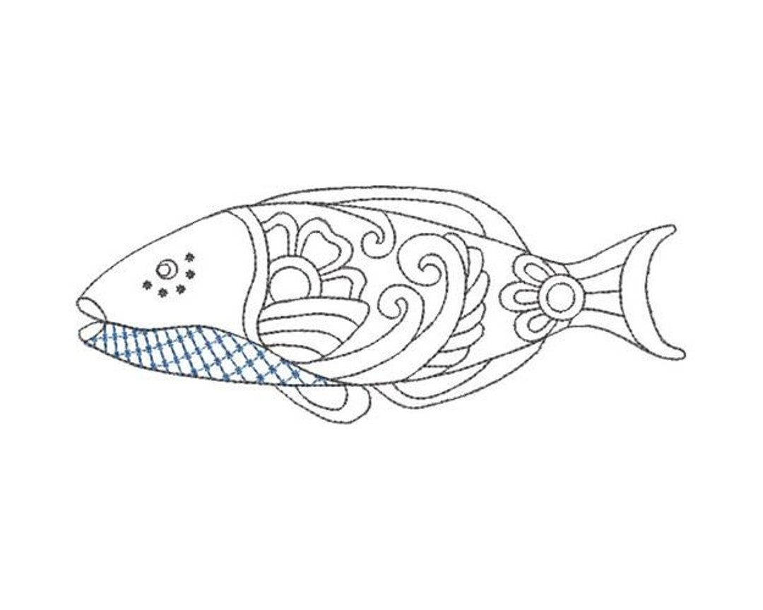 Talavera Fish Element - Machine Embroidery Design, Fish Talavera Art ...