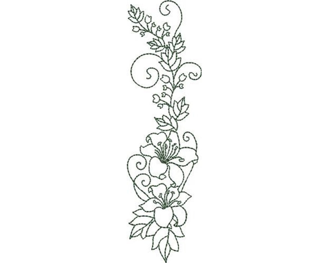 Vertical Lily Spray Machine Embroidery Design, Lily Flower Decoration ...