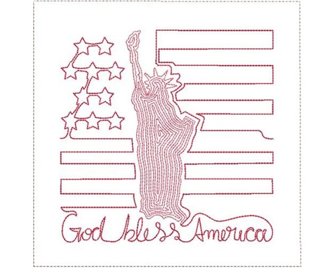 Patriotic Quilt Block Machine Embroidery Design, Americana Table Topper ...