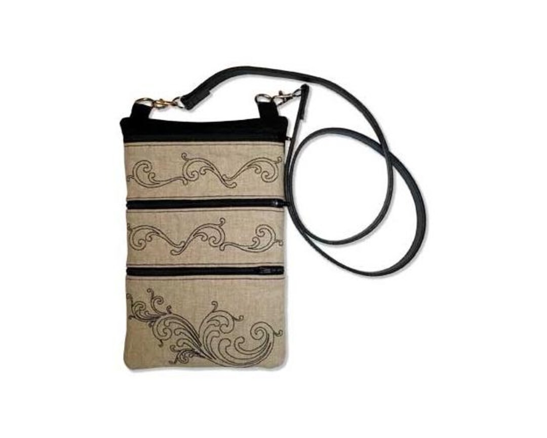 Elegant Swirl Pattern Machine Embroidery Design, ITH Crossbody Pouch ...