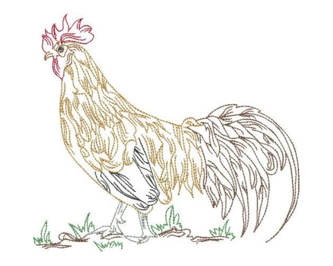 Elegant Rooster - Machine Embroidery Design, Country Rooster Embroidery ...