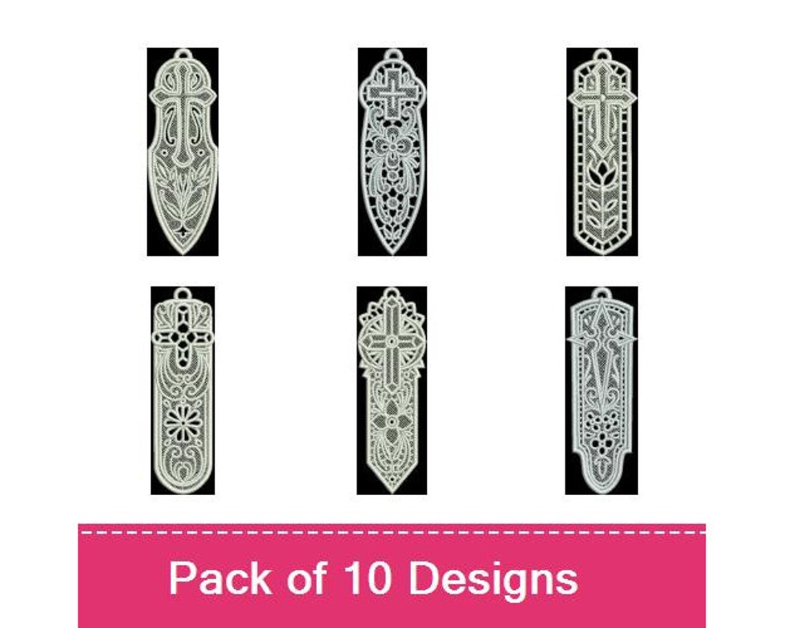 10 FSL Cross Bookmarks - Machine Embroidery Designs PACK, Freestanding ...