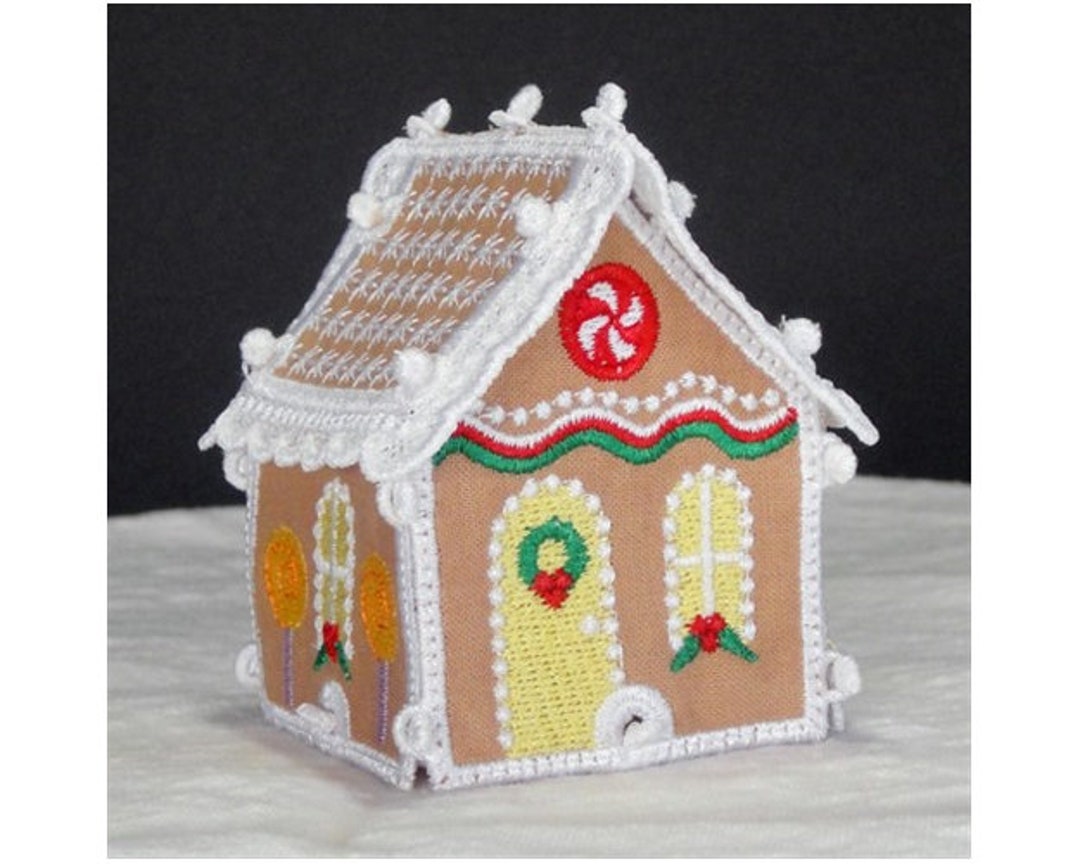 Miniature Gingerbread House - Machine Embroidery Project Design, in the ...