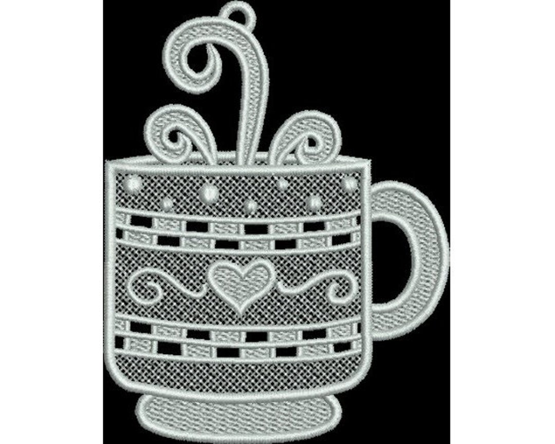 FSL Fancy Coffee Mug - Machine Embroidery Design, Freestanding Lace ...