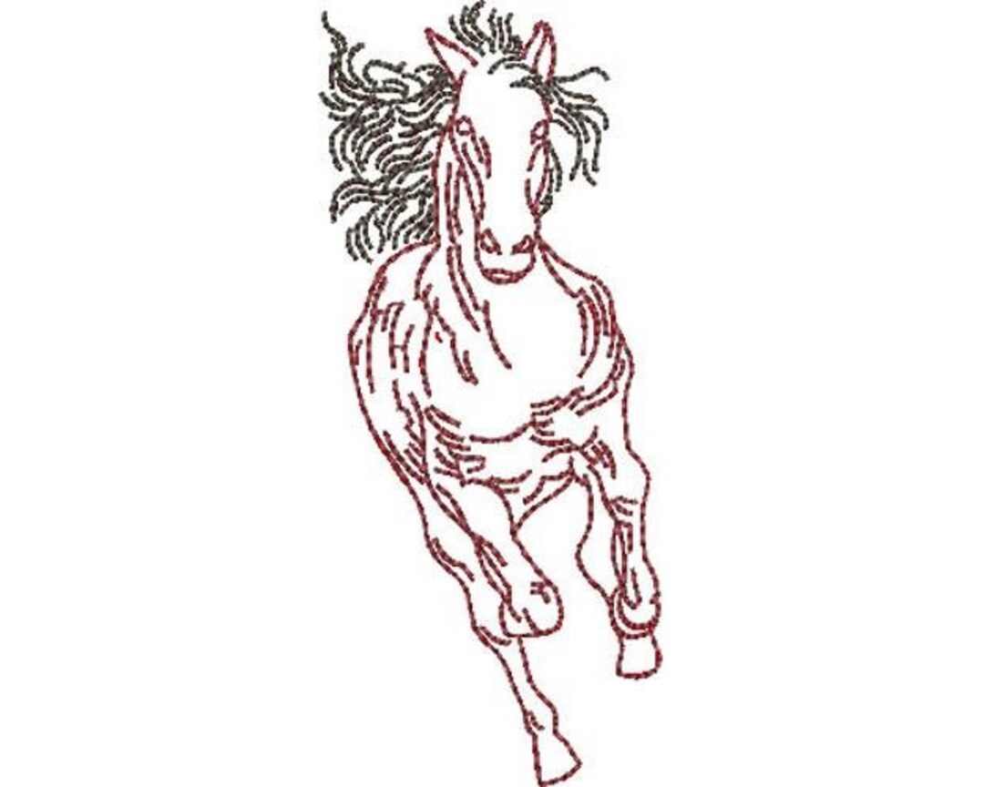 Charging Horse Outline Machine Embroidery Design, Running Horse ...