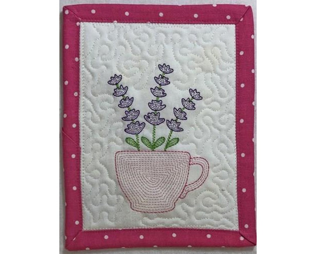 ITH Light Bloom Mug Rug Machine Embroidery Design, Quilted in the Hoop ...