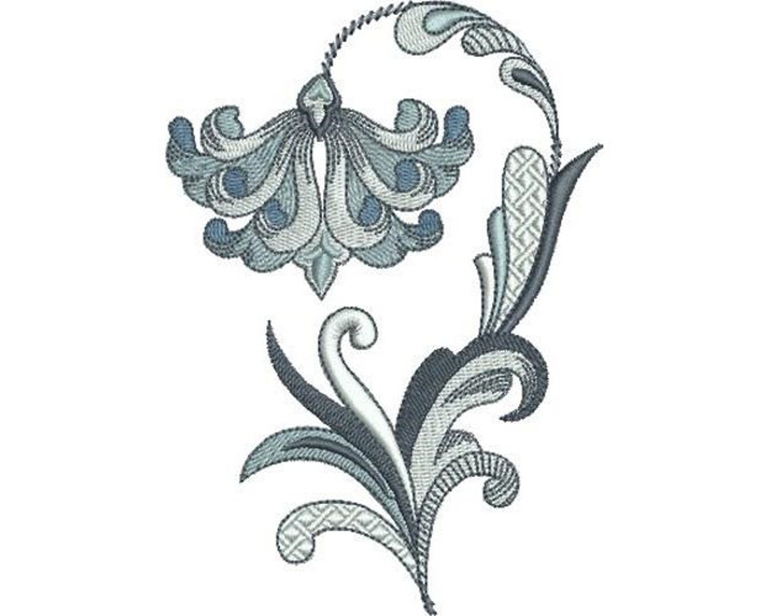 French Blue Fleur De Lis Flower Machine Embroidery Design, Decorative ...