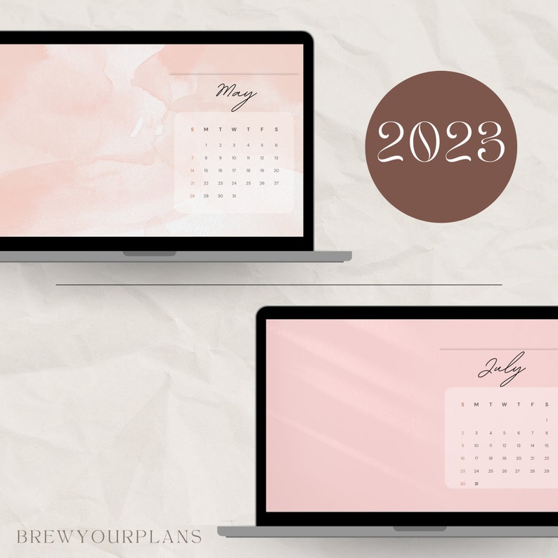 2023 Calendar Month Desktop Wallpapers 2023 Neutral Desktop Wallpapers ...