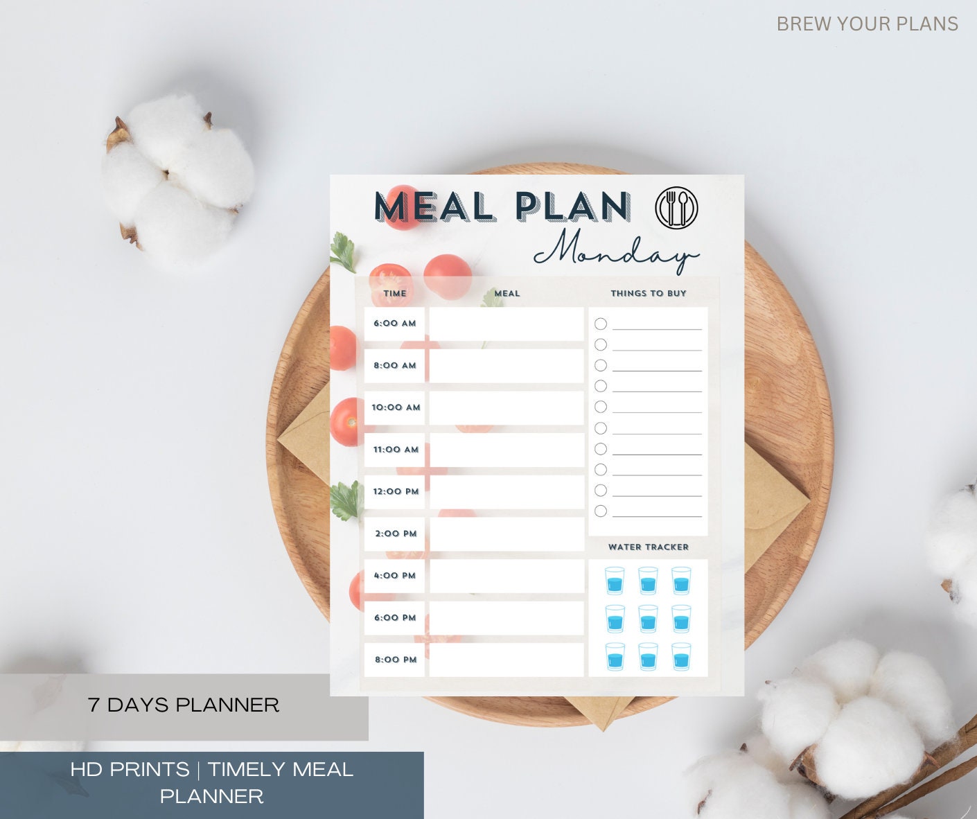 7 Day Meal Planner Printable Meal Planner Daily Meal Planner Food Diary ...