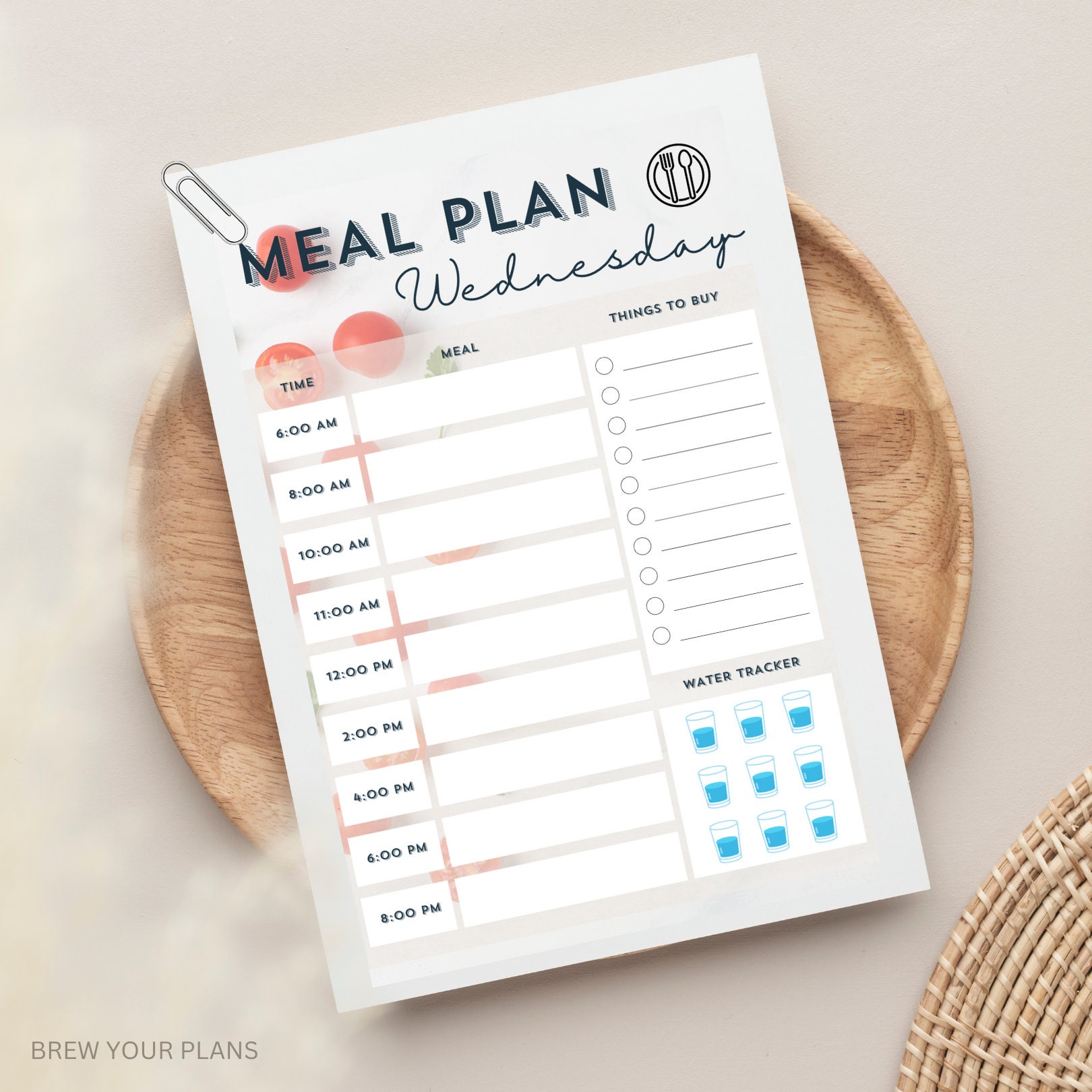 7 Day Meal Planner Printable Meal Planner Daily Meal Planner Food Diary ...