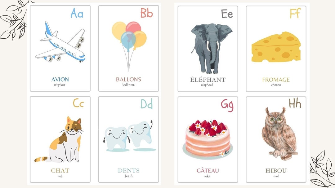 French Alphabet Flashcards, Toddler Early Learning, Beginner French ...