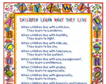 Children Learn What They Live - Etsy