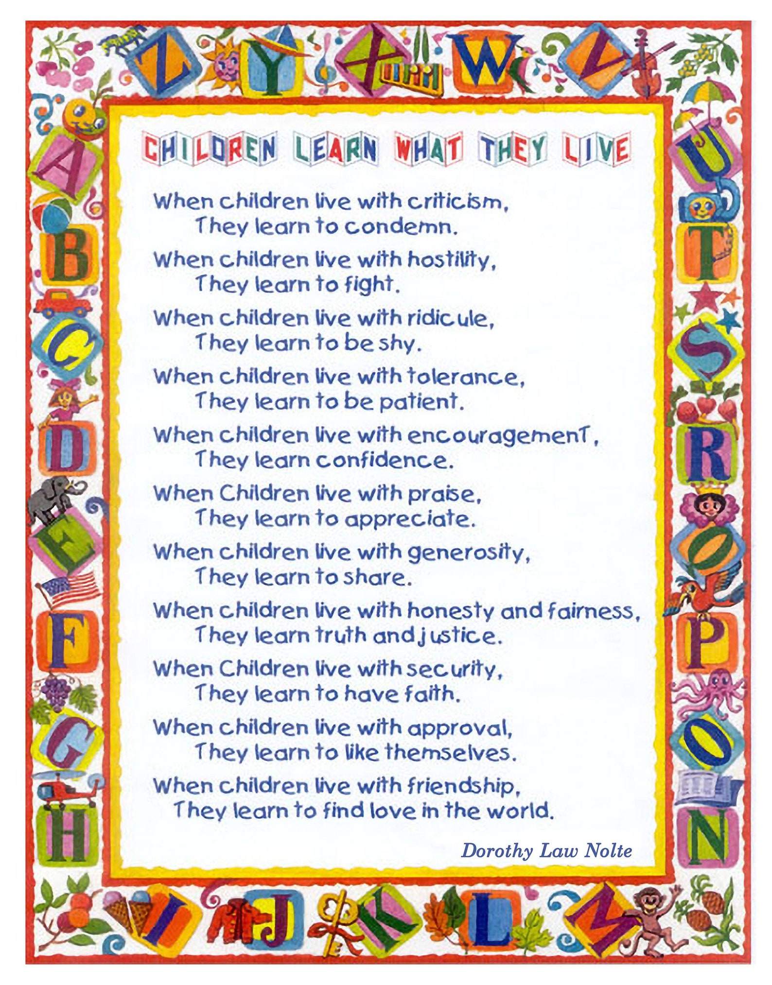Children Learn What They Live - DIGITAL DOWNLOAD NOT A Print, Poem Only ...