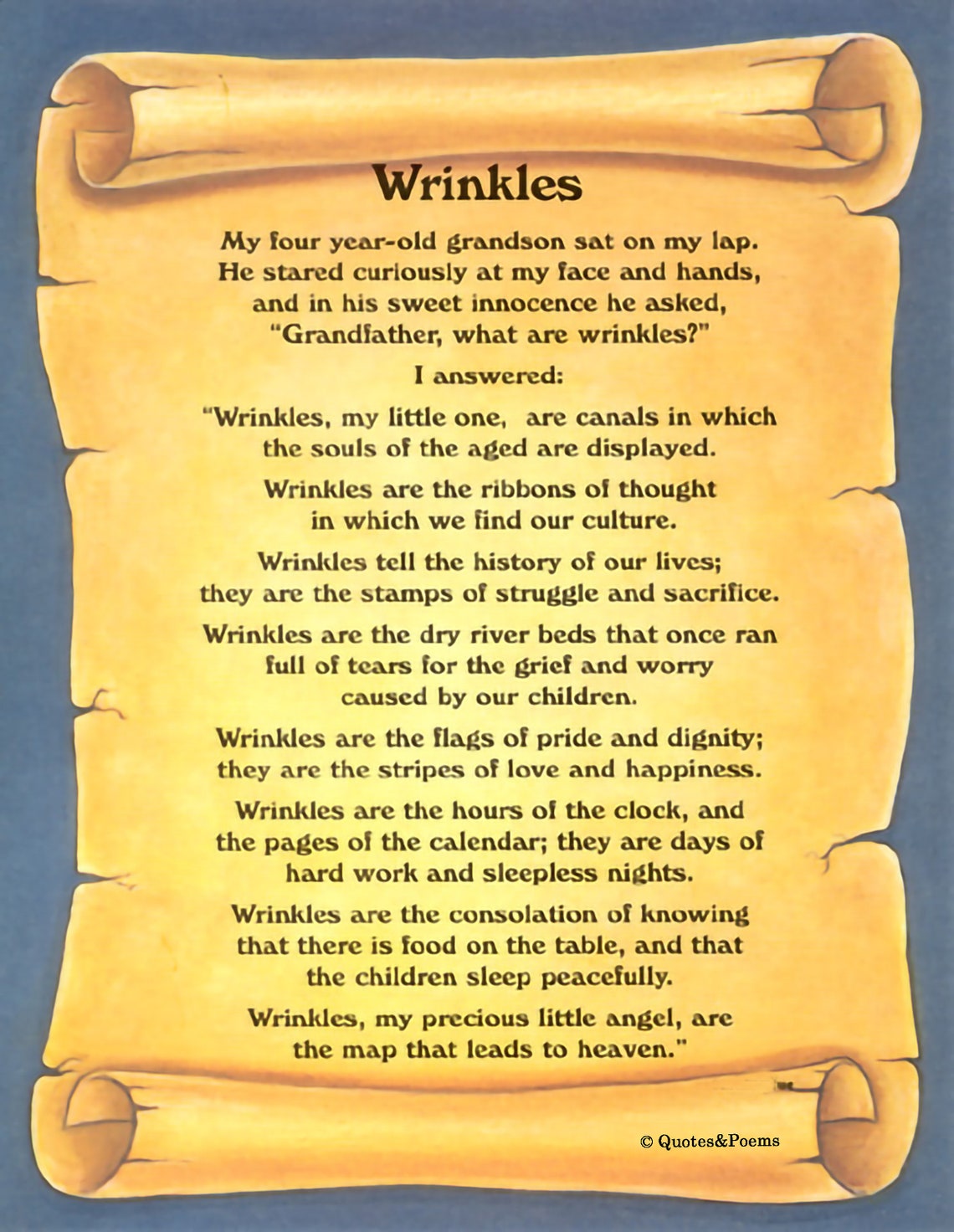 WRINKLES, Aging, Grandparent Gifts, Life Poem, English, Childrens ...
