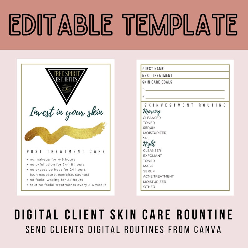 Editable Skincare Regimen for Estheticians and Clients PRINT READY - Etsy