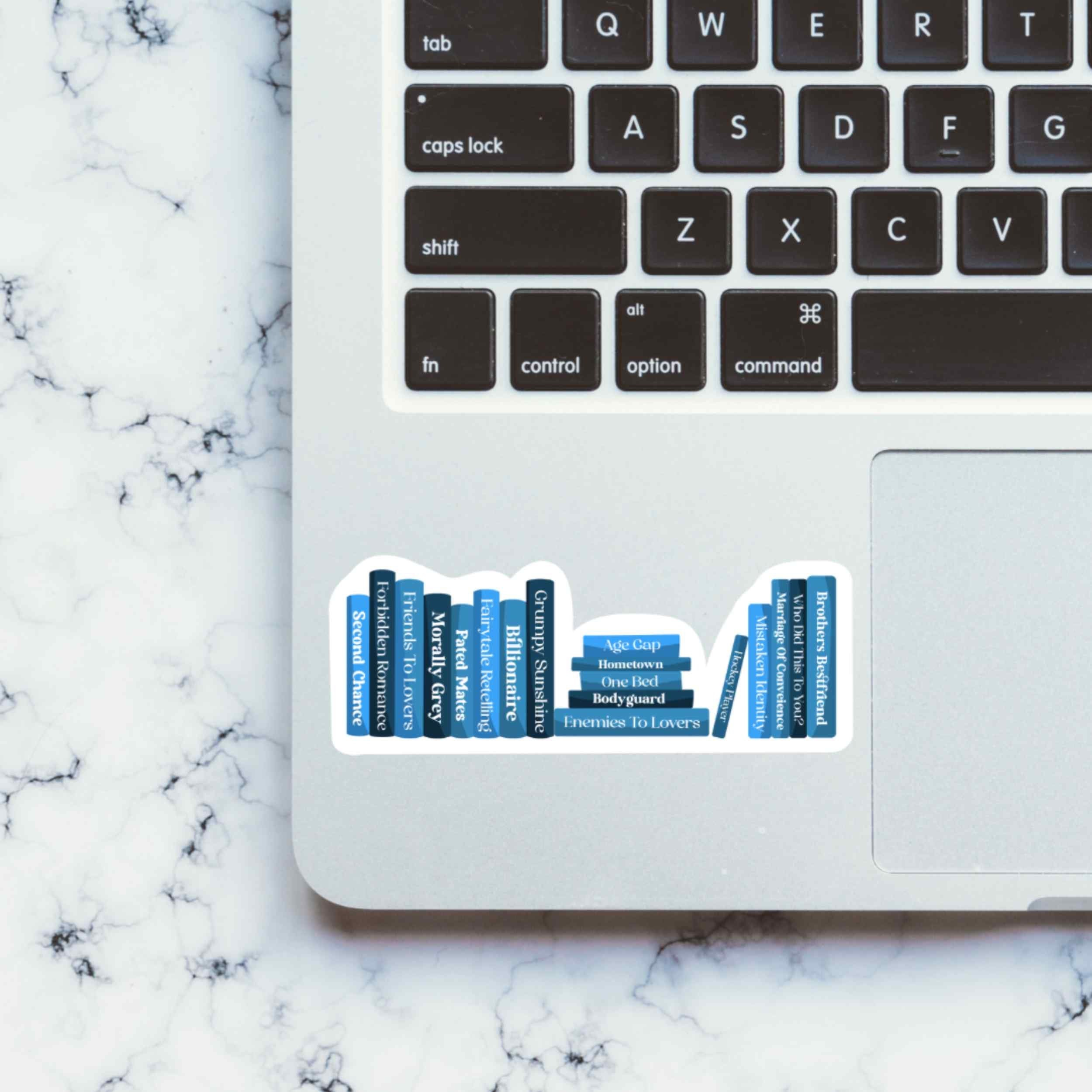 Book Romance Tropes Blue Bookshelf Kindle Laptop Sticker - Etsy