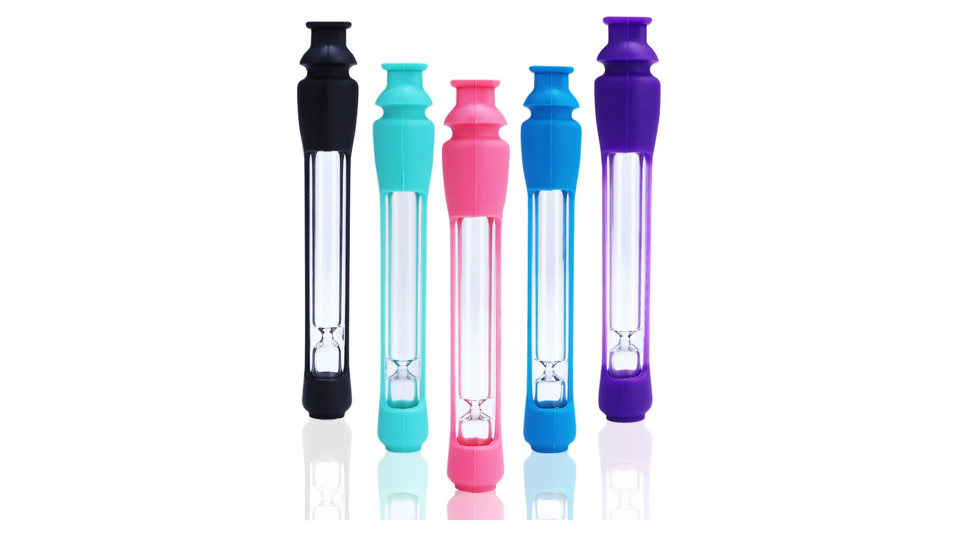 5 Cute unbreakable Glass Chillum One Hitter Smoking Pipe With Silicone ...