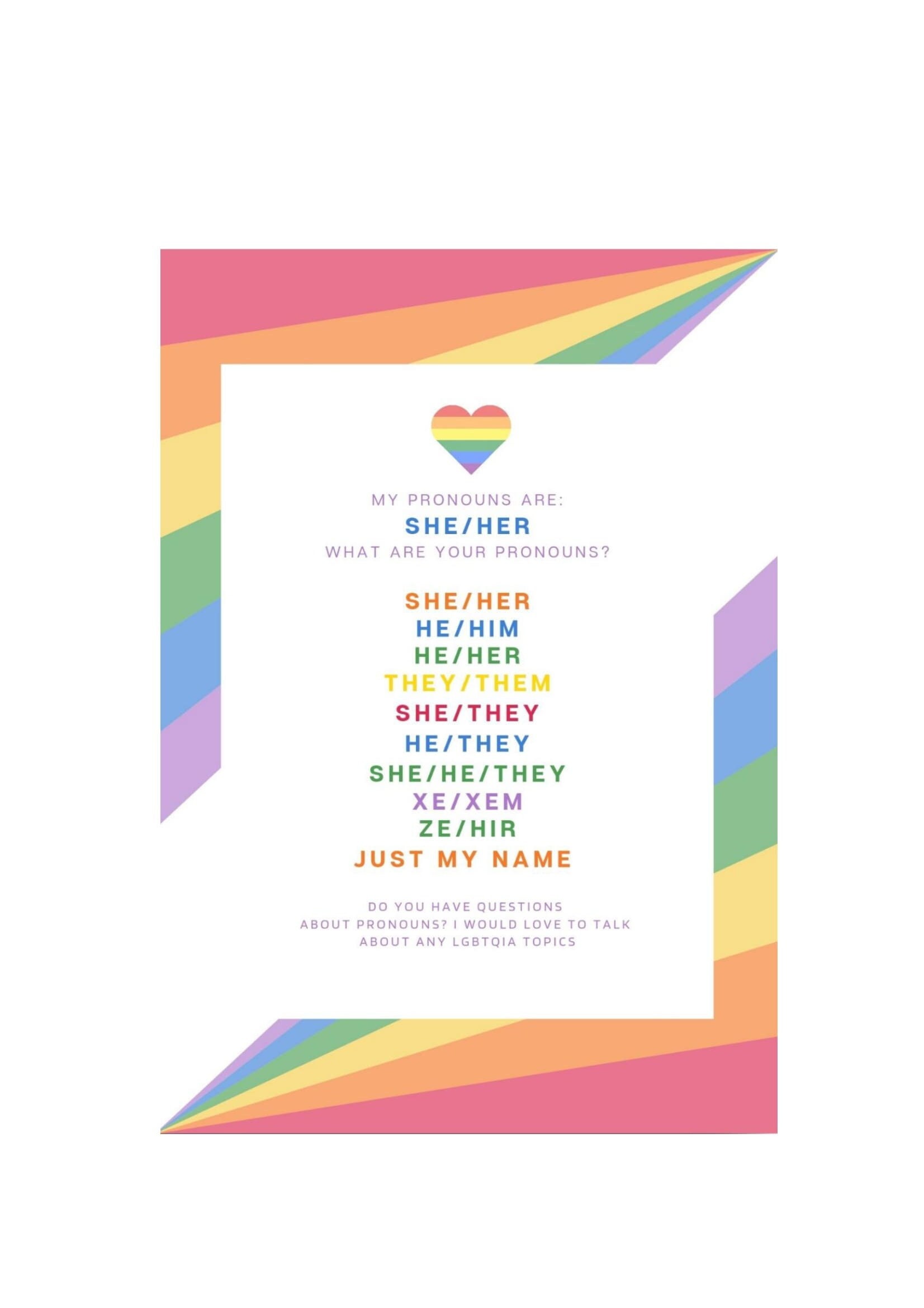 Pronoun Poster - She/her - Counselling Poster LGBTQIA+ CBT Psychology ...