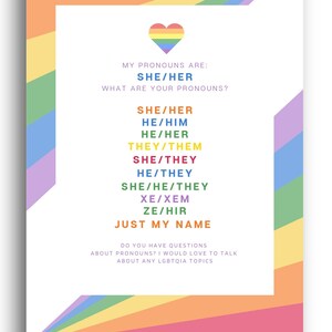 Pronoun Poster - She/her - Counselling Poster LGBTQIA+ CBT Psychology ...
