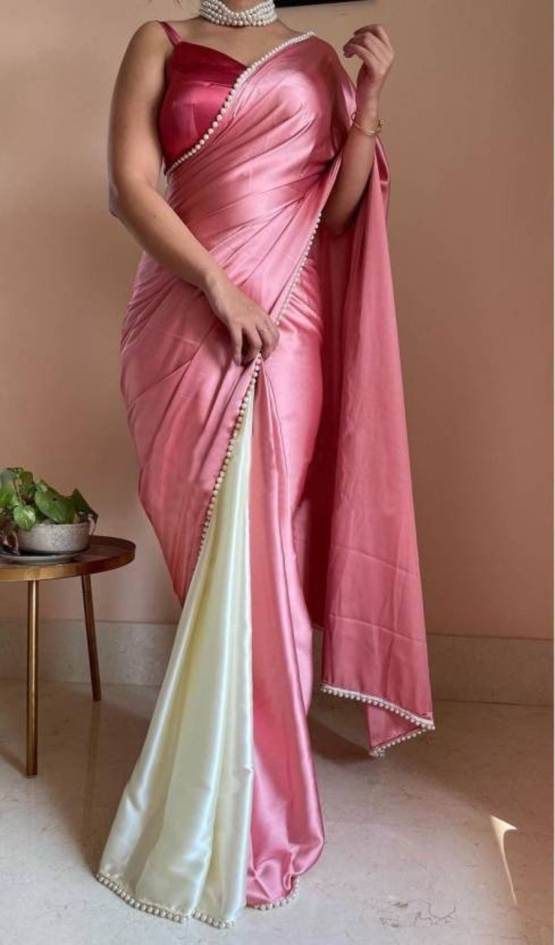 Solid/plain Bollywood Satin, Pure Silk Saree, Satin Saree, Silk Saree, Casual, Party & Festive ...